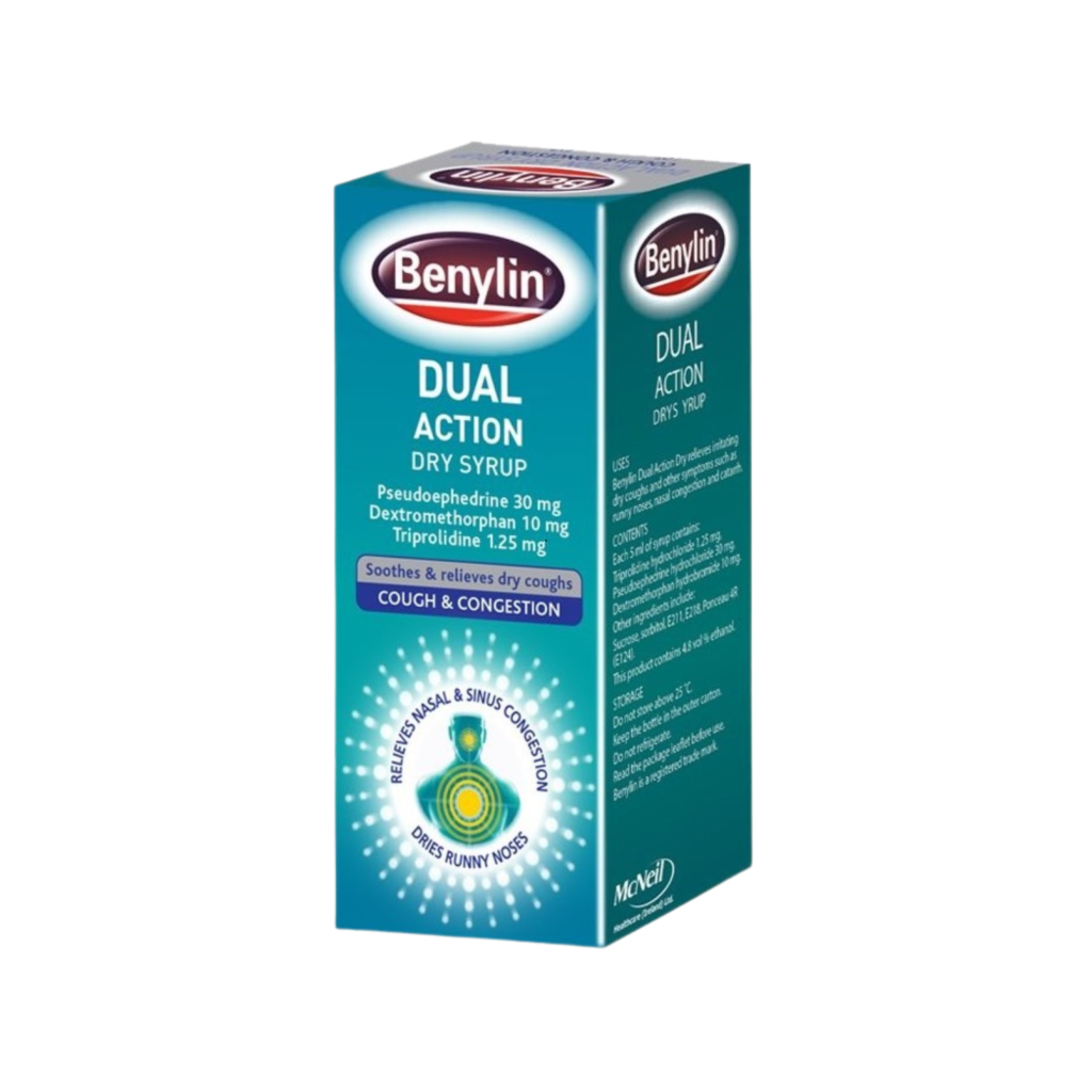 Benylin Dual Action Dry Cough Syrup 100ml | Healthwave Ireland